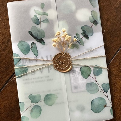 Palm Tree Vellum Wrap 5x7 Vellum Wedding Invitation Tropical - Etsy