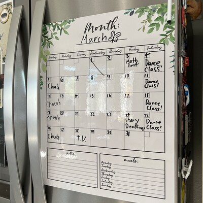 Dry Erase Whiteboard Kitchen Calendar for Fridge, Magnetic Refrigerator ...
