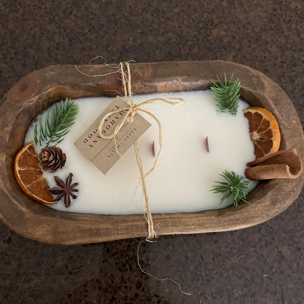 Spring Floral Dough Bowl Candle | Wooden Bowl | 14oz Coconut Soy | Hand ...