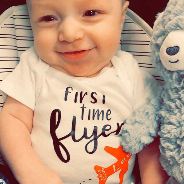 First Time Flyer Personalized Baby Shirt, 1st Time Flying, Baby First ...