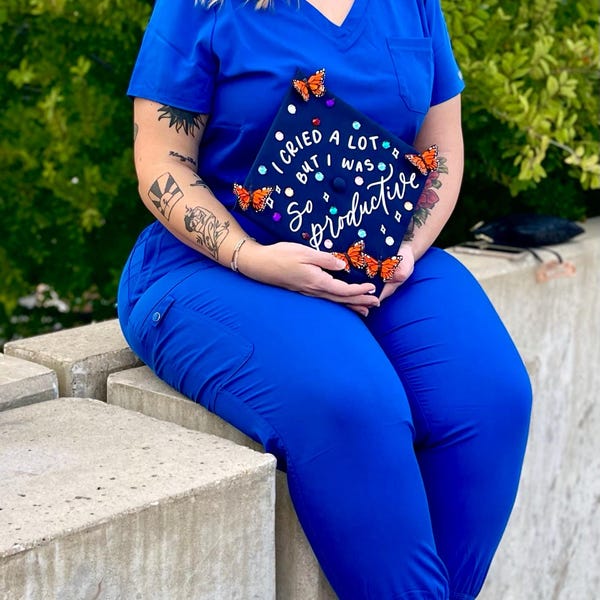 I Cried a Lot but I Was so Productive Graduation Cap Vinyl Decal ...