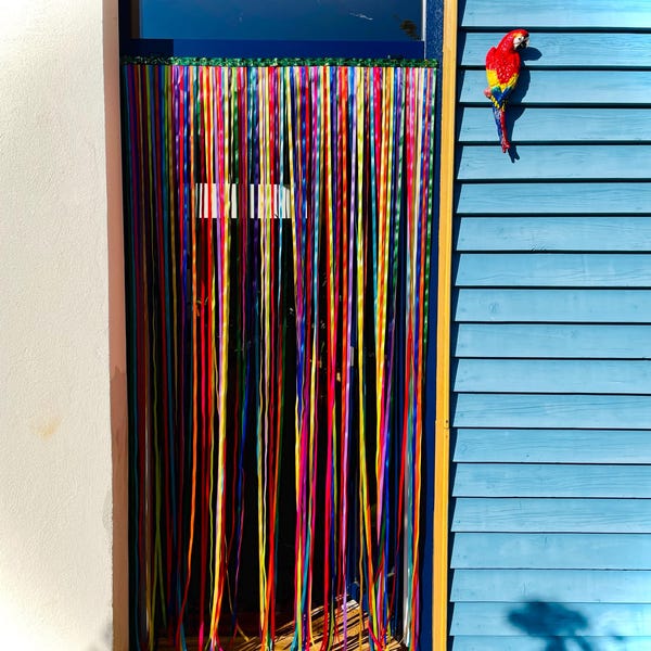 Ribbon Curtain/ Fly Curtain. Shades of Green - Made to Measure, Door ...