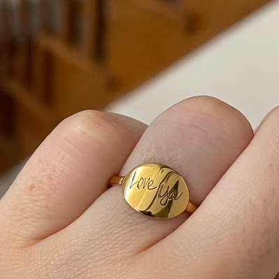 Engraved Handwriting Ring Custom Signature Ring Engraved Name Ring ...