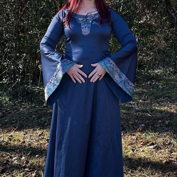 Early Medieval Wide Warm Wool Dress With Natural Silk Hems for Viking ...