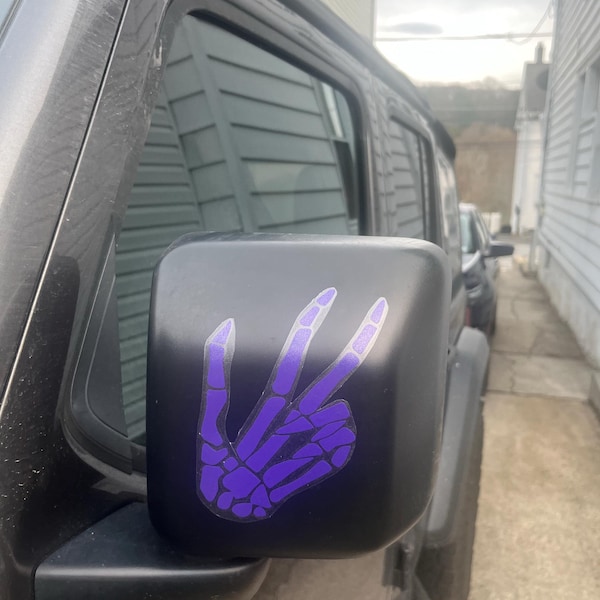 Skeleton Hand Decals | Peace Sign, 3 Finger Wave | Fits Jeep Wrangler ...