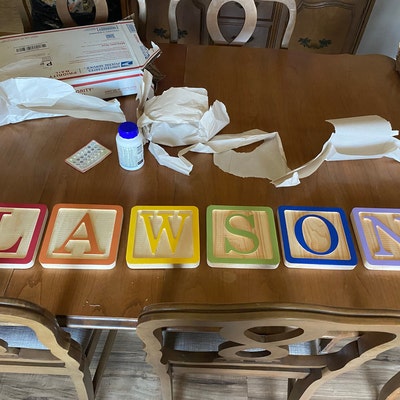 Wood Block Nursery Letters, Baby Name, Individual Wood Letters, Wooden ...