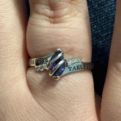 Customized Sterling Silver Womens High School Class Ring Gem Collection ...