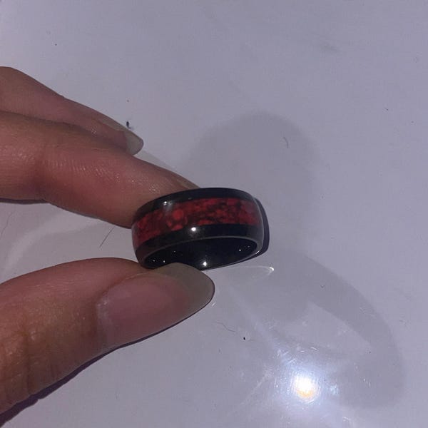 Black Garnet Tungsten Ring | Red Gemstone Inlay | 8MM Men's Wedding ...