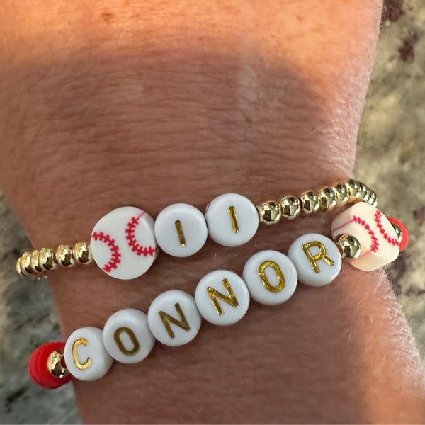 Baseball Mom Bracelet | Personalized Baseball Bracelet Set | Baseball ...