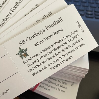 250 RAFFLE TICKETS Custom Printed Numbered Raffle Tickets Fundraiser ...