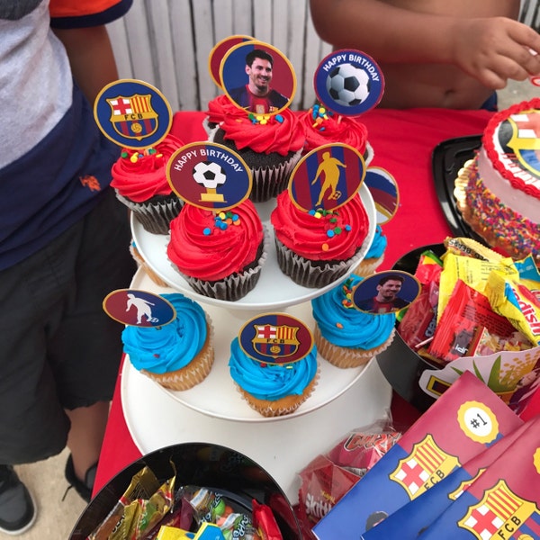 12 Barcelona Cupcake Toppers Birthday Party, Barca Party - Instant ...