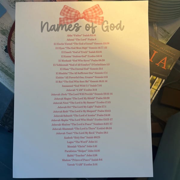 Names of God Printable | Bible Printable - Etsy