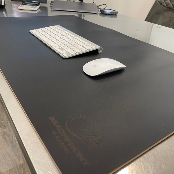 Vintage Black Genuine Desk Mat, Leather Desk Mat Pad With Corners ...