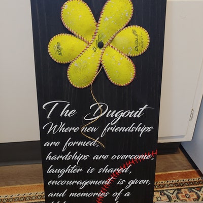 The Dugout Quote With Softball Flower Wall Decor - Etsy
