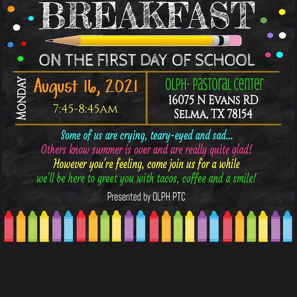EDITABLE Tears and Cheers Breakfast, Printable PTA PTO Flyer Invite ...