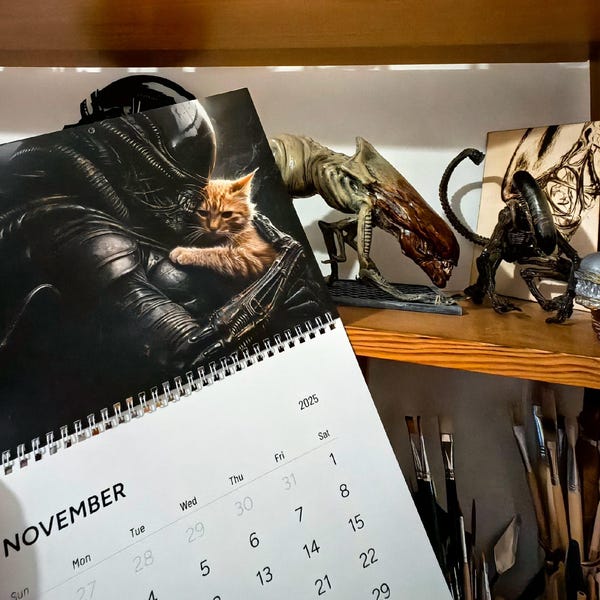 Xenomorph Alien X Jonesy Cat 2025 Wall Calendar - See Description for ...