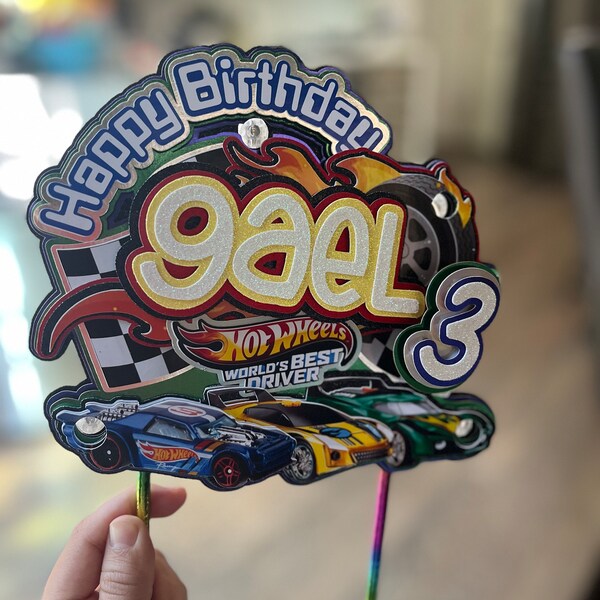 Fast Cars Cake Topper, Party Decorations, Racing Birthday Theme, Custom ...