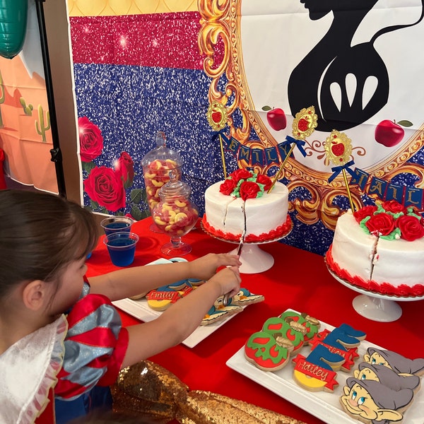 Princess Cake Topper, Glitter Gold and Red Apple, Enchanted Cake Topper ...