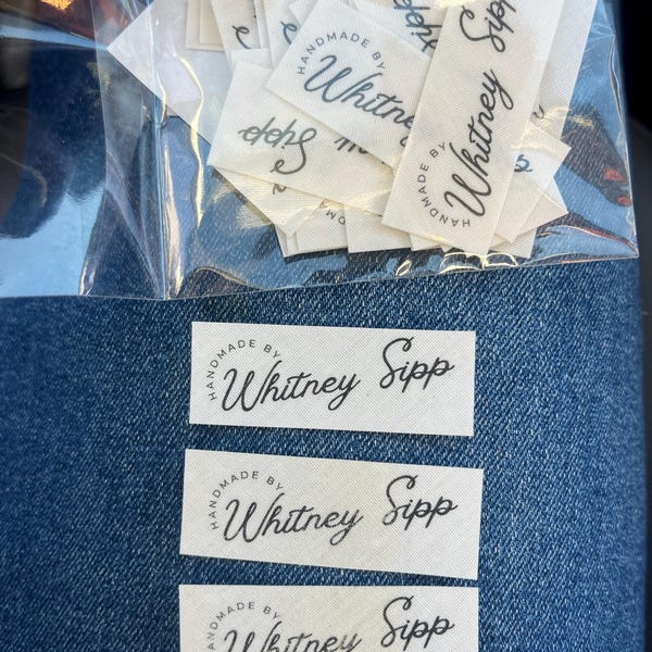 Set of 25 Vintage Signature Labels - Organic Cotton Fabric Tags for ...