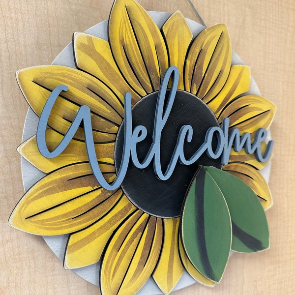 Handmade Sunflower Welcome Sign, Sunflower Lover, Sunflower Door Hanger ...
