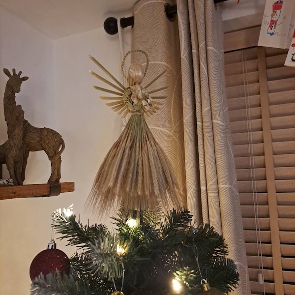 Christmas Topper Praying Angel. Straw Ornaments. Handmade Holiday ...