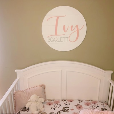 Round Shiplap Name Board Wooden Name Sign Round Nursery Decor Baby ...