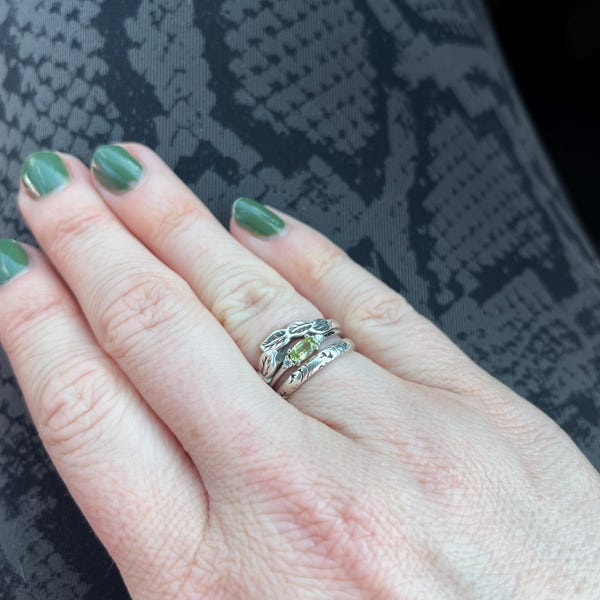 Natural Peridot Ring in Sterling Silver, Genuine Green Periot Ring ...