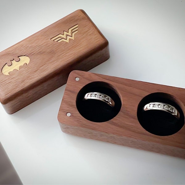Unique Wooden Ring Box Engagement. Compact Wood Proposal Ring Holder ...