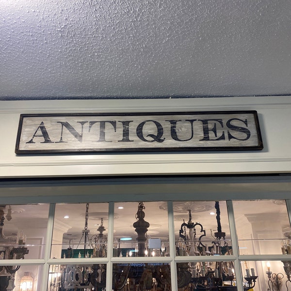 Early Looking Antique Primitive ANTIQUES Wooden Sign Custom ...