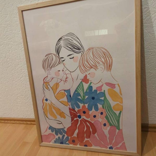 Dad Reading Goodnight Story Poster, Father and Daughter, Gift for Him ...