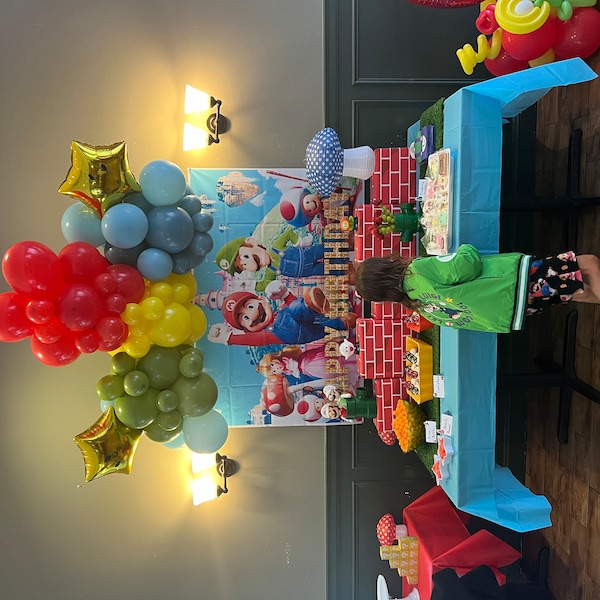Mario Bros Balloon Garland, Super Mario Party Decorations, Muted Mario ...