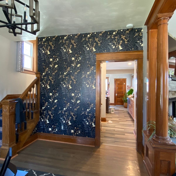 Muted Dark Brown Forest Wallpaper, Vintage Botanical Forest Wallpaper ...