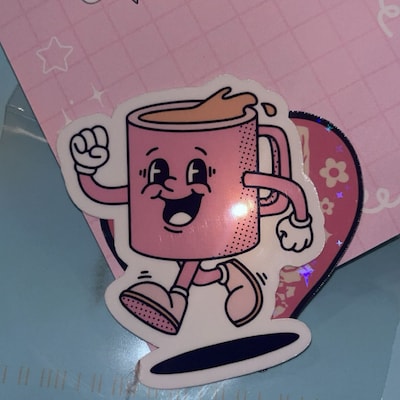 Cute Retro Coffee Cup Sticker Trendy Aesthetic Sticker for Notebook ...
