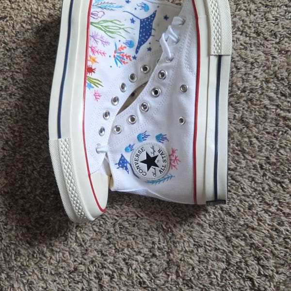 Sea Turtle Embroidered Converse, Ocean Embroidery, Custom Turtle ...
