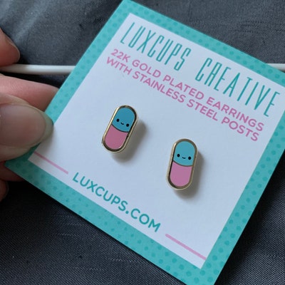 Happy Pill Earrings Pill Earring Stud Pharmacist Earrings Doctor ...