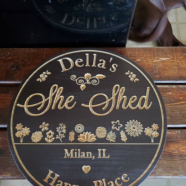 Personalized Carved Wood She-shed Sign, Custom Home Decor - Etsy