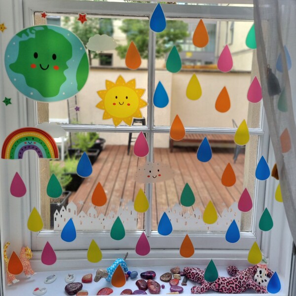 Colourful Raindrop Window Stickers, Raindrop Window Decals - Etsy