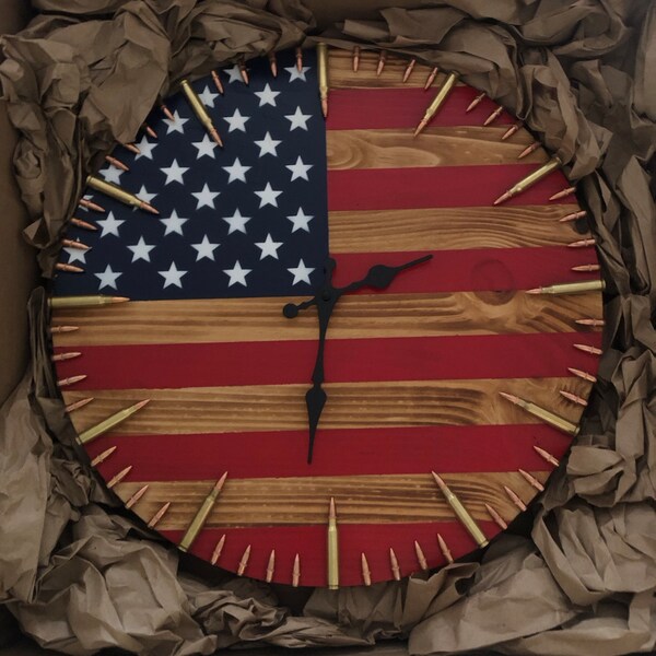 American Flag Clock,rustic USA Clock,patriotic Wall Clock,usa Flag ...