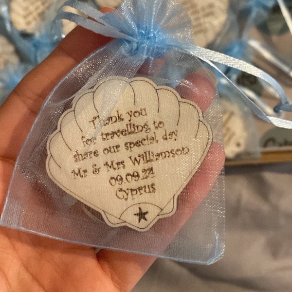 Personalized Magnetic Wooden Clam Shell Destination Wedding Favors ...