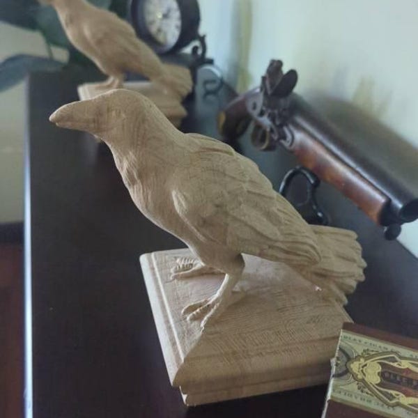 Raven Wooden Finial for Staircase Newel Post #1, Crow Finial Bed Post ...