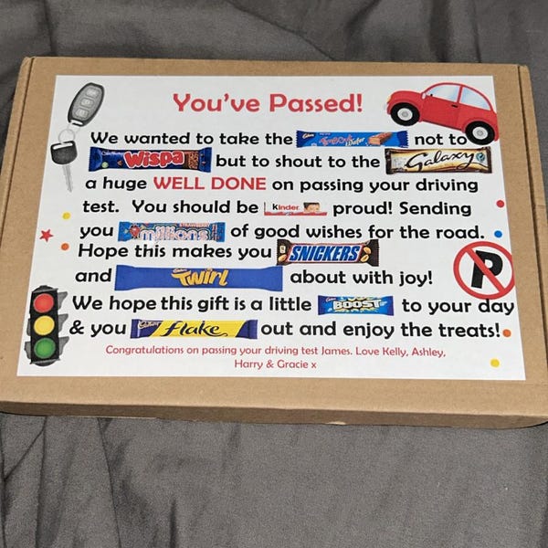 Congratulations on Passing Driving Test - Personalised Chocolate ...