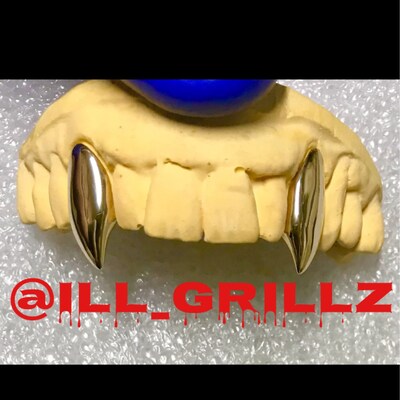 Handmade Custom .925 Sterling Silver Top Fangs With Bottom Wolf Style ...