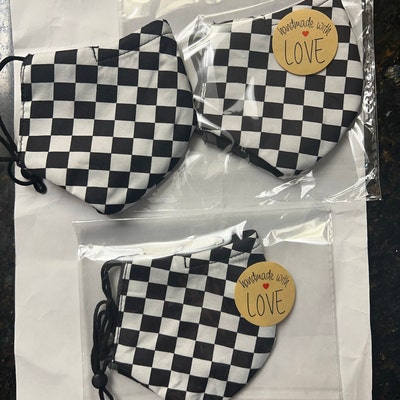 Black and White Checkered Face Mask, Checkered Face Mask for Men and ...