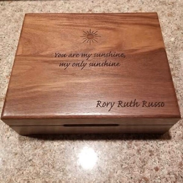 Laser Engraved Keepsake Box 8x10, Walnut Keepsake Box, Personalized ...