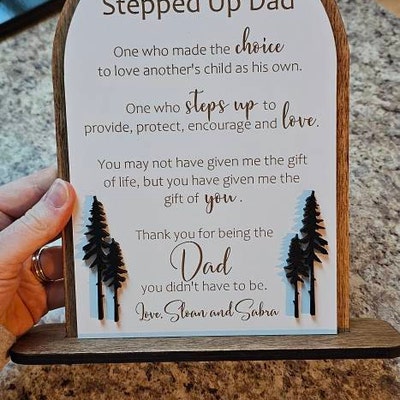 Stepped up Dad Sign, Personalized Father's Day Gift, Bonus Dad Sign ...