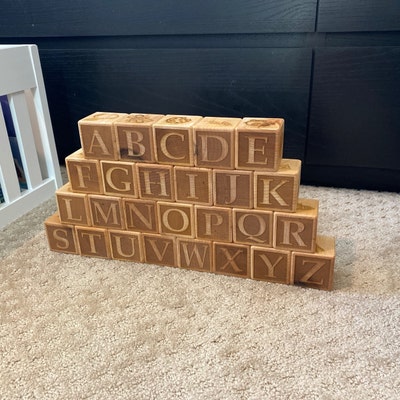 Wood Alphabet Block Set - Etsy