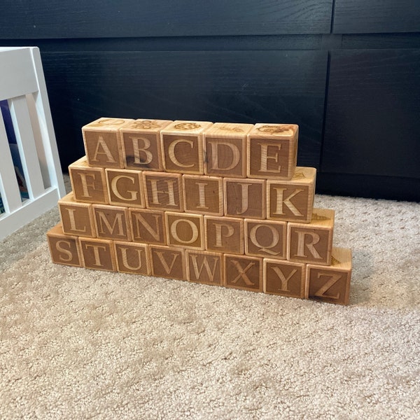 Wood Alphabet Block Set - Etsy