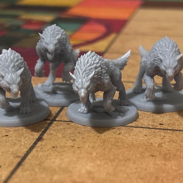 Four Stalking Wolves Miniature for D&D, Dungeons and Dragons ...