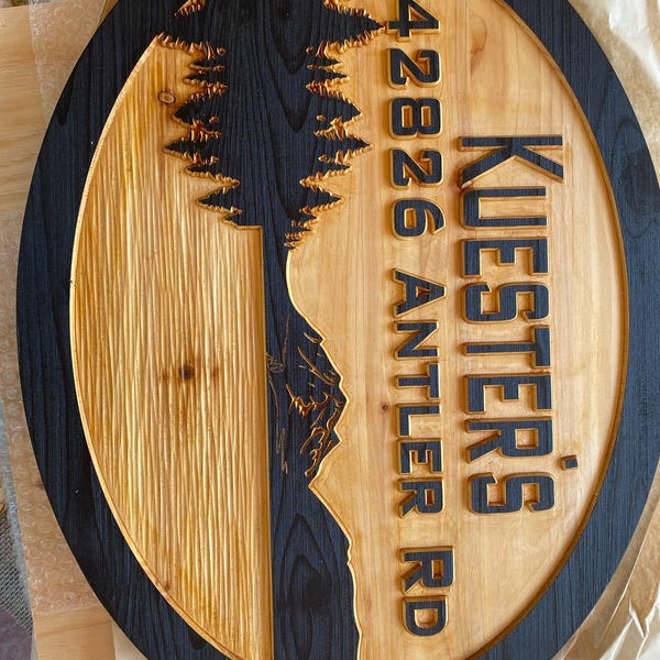 Estate Sign Custom Carved Rustic Outdoor Exterior Wood Address Family ...