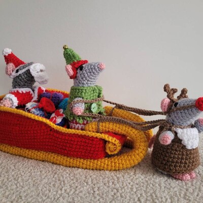 Christmas Mice, Tree & Sleigh Crochet Pattern - Etsy
